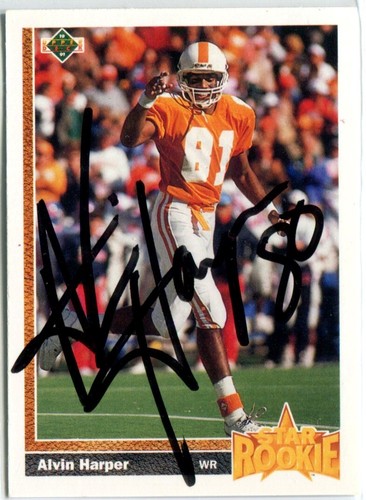 ALVIN HARPER 1991 Upper Deck Football Authentic AUTOGRAPH Signed ...