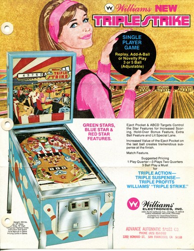 Triple Strike Williams Pinball Flyer / Brochure / Ad - Hard to Find | eBay