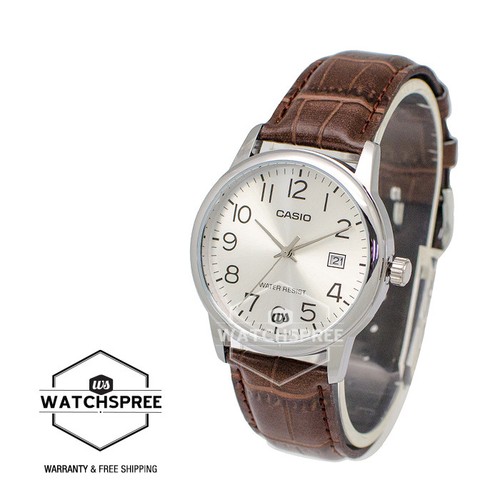 Casio Men's Analogue WR 30m Brown Leather Band Watch - MTPV002L-7B2 for ...