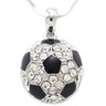 White Black Soccer Foot Ball Sports Pendant Necklace Clear Stone ...