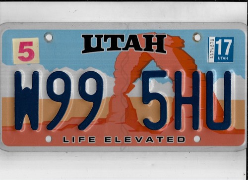 UTAH passenger 2017 license plate "W99 5HU" ***ARCH*** | eBay