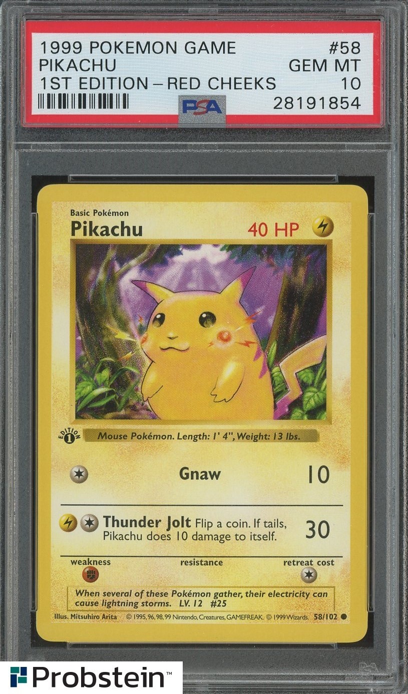 Pikachu 1999 Pokemon Game #58 1st Edition (Red Cheeks) Price Guide ...