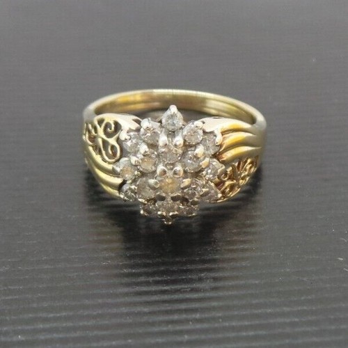 STUNNING 14K YG LADIES DIAMOND CLUSTER RING .35 SZ 6.25 G122881-1 4.20 ...
