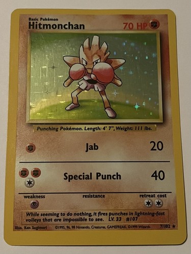 Pokemon TCG HITMONCHAN Base Set 7/102 HOLO Rare Card -1999 | eBay