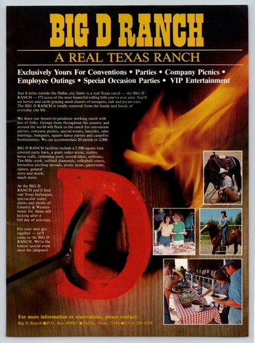 1982 Big D Ranch, A Real Texas Ranch Dallas Texas Print Ad #5 | eBay