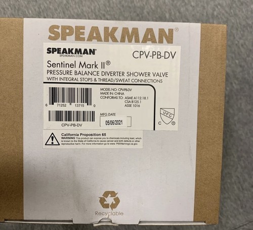 Speakman Sentinel Mark II Pressure Balance Diverter Shower Valve CPV-PB ...