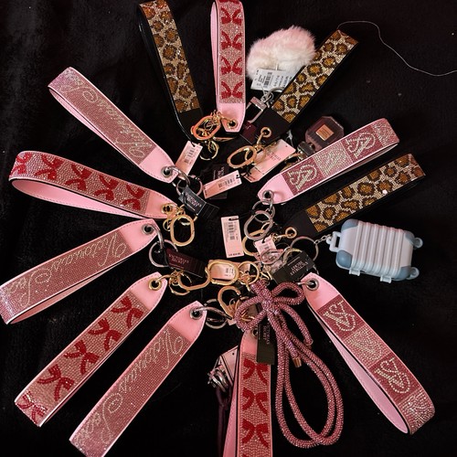 Victoria's Secret Women's Rhinestone Animal Print Key Chains Pink Bling ...