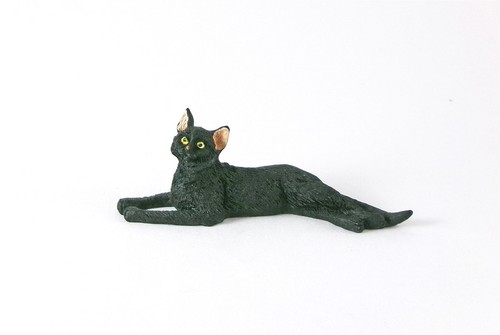 Dollhouse Minature Black Cat Stretched Out, E0185 | eBay