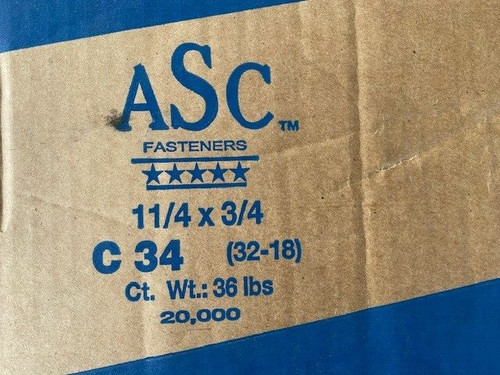 (CASE OF 20,000) ASC Fasteners Copperized Staples 1-1/4" x 3/4" C34 32 ...