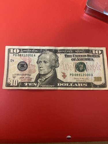 10 Dollar Bill. Unique Serial Number Ending In 000. Good Circulated ...