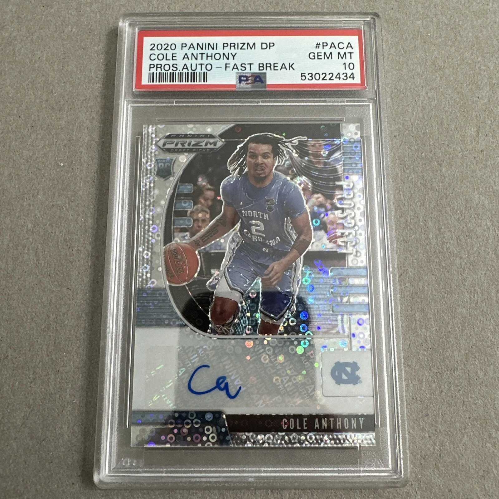 Cole Anthony 2020 Prizm #FR-CAN Fast Break Rookie Autographs Price ...