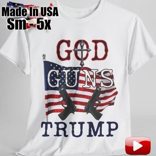 God Guns Trump Jesus Is My Savior Trump T-Shirt White Trump 2024 Sm-5XL ...