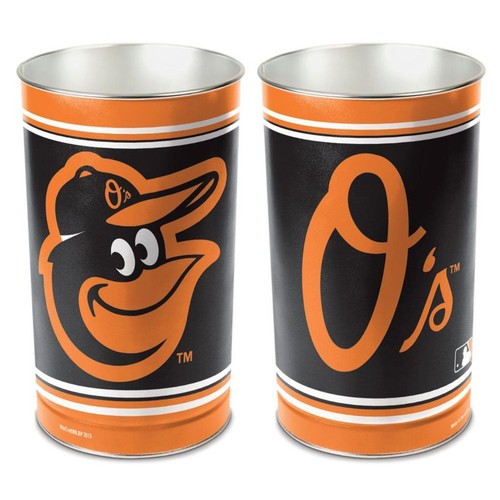 Baltimore Orioles 15 Inch Metal Wastebasket [NEW] MLB Trash Can Garbage ...