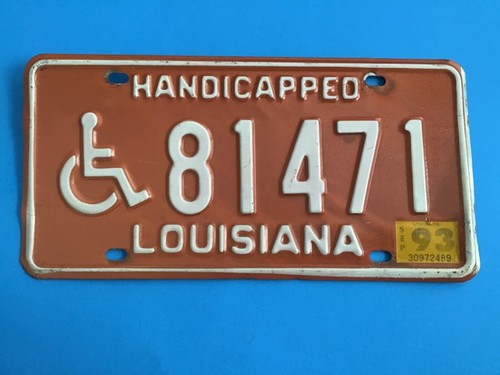 1993 Louisiana Handicapped Disabled License Plate Tag Handicap | eBay