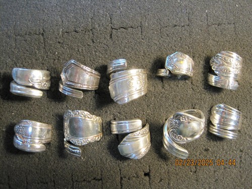 DEALER Lot Of 10 Vintage Handmade Spoon Rings silverplate LOT 107 | eBay