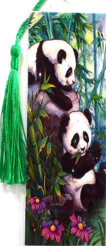 TWO PANDA BEARS,ANIMAL, UNIQUE LAMINATED BOOKMARK | eBay