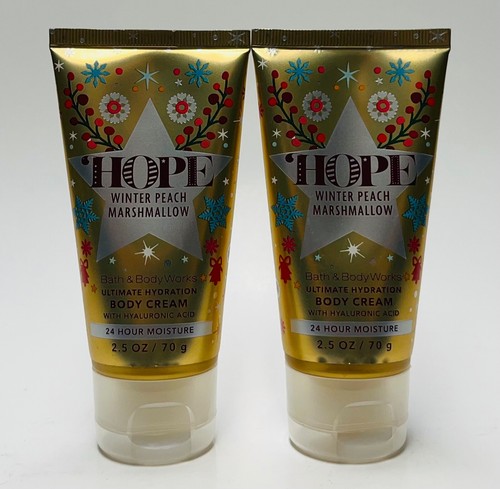 2 Bath Body Works HOPE WINTER PEACH Travel Size Mini Body Cream Lotion ...