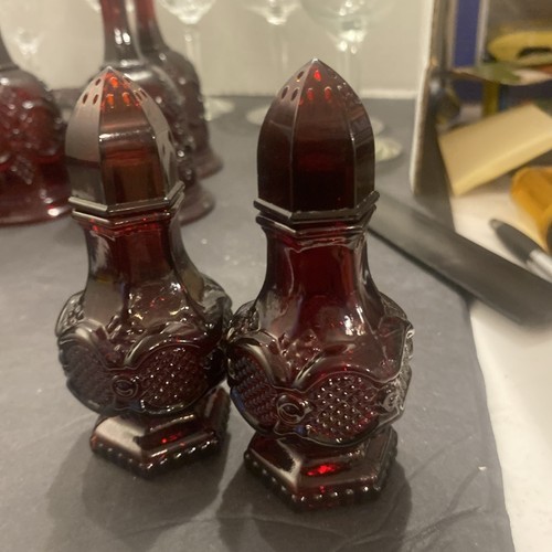 2 VINTAGE AVON CAPE COD RUBY RED PATTERN SALT & PEPPER SHAKERS Pm | eBay UK