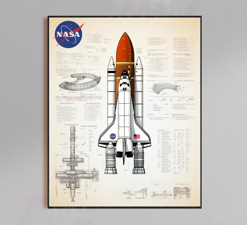 NASA Space Shuttle Poster- NASA Space Shuttle Print, Nasa Rocket Poster ...