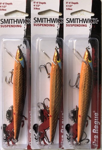 3 Smithwick Rattling Pro Rogue 4 1/2" 1/3 Oz Suspending Jerkbait Gold S12 | eBay