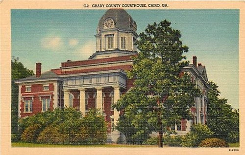 GA, Cairo, Georgia, County Court House, Ashville Post Card No. E-9306 ...