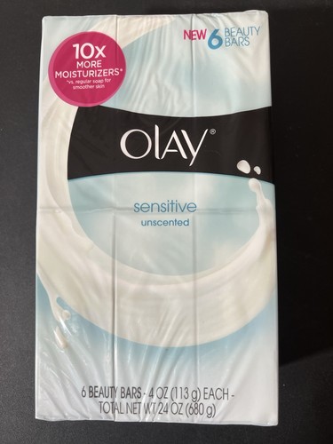 Lot Of 6 Olay Sensitive Unscented Beauty Bar Soap 4 oz Each New | eBay