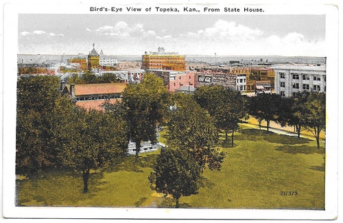 (7677 ) Old Postcard Birdseye Across Topeka Kansas from The State House ...