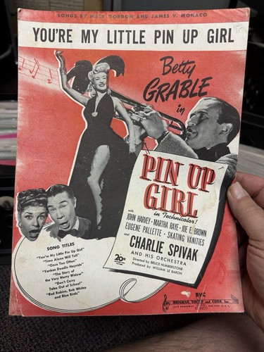 M 1944 Betty Grable Movie Sheet Music PIN UP GIRL ‘My Little Pin Up ...