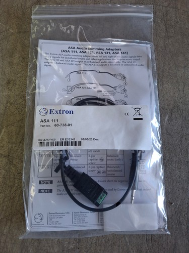 Extron 60-738-01 ASA 111 Passive Audio Summing Adapter w/Captive Screw ...