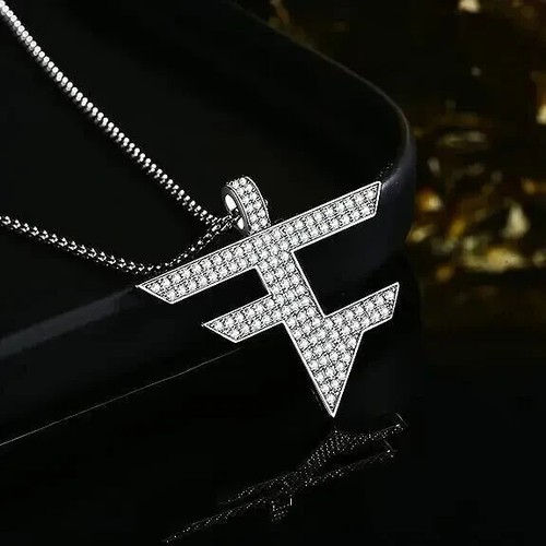 Men's Faze Charm Pendant 1.69 CT Round Simulated Diamond 14K White Gold ...