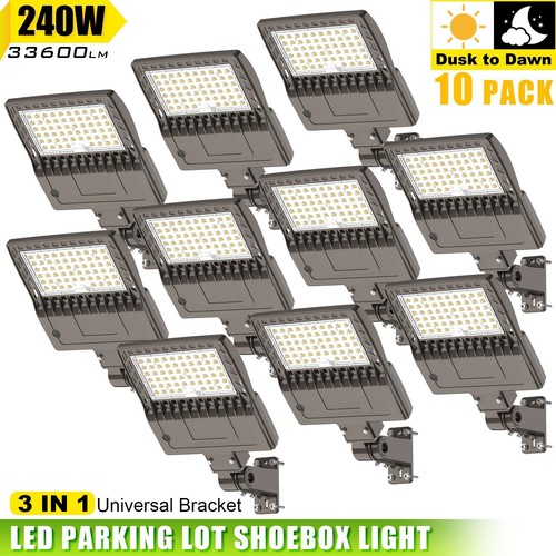 10Pack 33600LM LED Commercial Light Fixture 240W Shoebox Street Parking ...