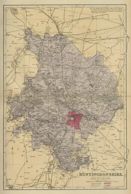 HUNTINGDONSHIRE antique county map by GW | Grelly UK