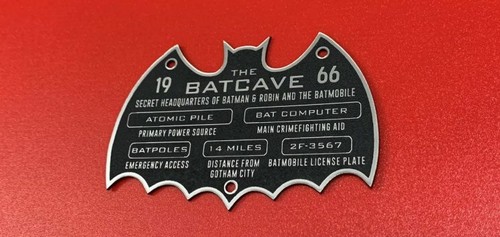 CUSTOM 1966 BATCAVE DISPLAY PLACARD PLAQUE BATMAN TV SERIES BATMOBILE ...
