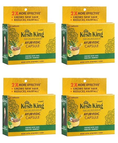 Pack of 4 X Kesh King Capsules (30caps) Herbal Ayurvedic Hair Growth ...