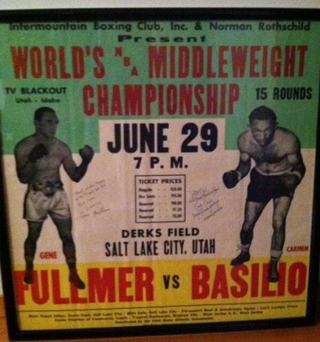 1960 Carmen Basilio Vs. Gene Fullmer Dual Signed On-site Boxing Poster ...