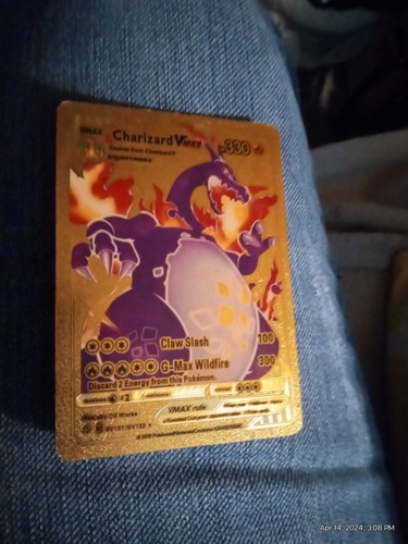 CHARIZARD VMAX GIGANTAMAX GOLD FOIL FAN ART DISPLAY POKEMON CARD SV107 ...
