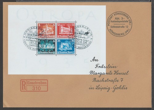 ️ GERMANY 3. Reich 1930. RARE OSTROPA Block 3 ON COVER - REPRODUCTION ...