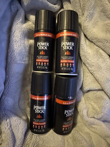 (4) POWER STICK BODY SPRAY ALL DAY FRESH for Men ALPINE TIMBER 3.5oz ...