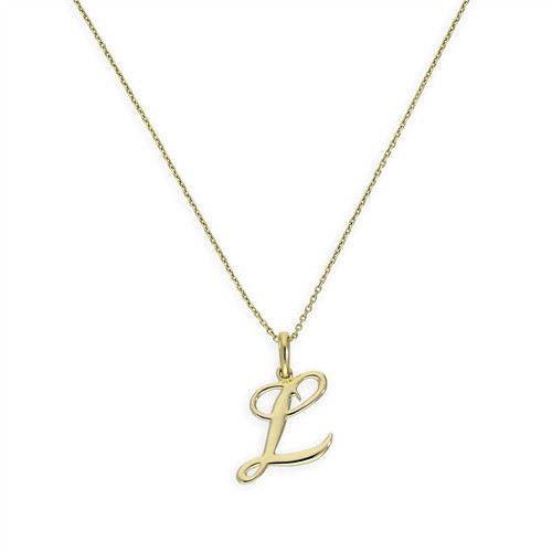 9ct Gold Fancy Calligraphy Script Letter L Necklace 16 - 20 Inches | eBay