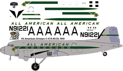 All American Airways Douglas DC-3 pointerdog7 decals for Testors 1/72 ...