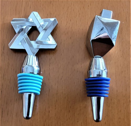 WINE METAL BOTTLE STOPPER JEWISH PRAYER CUBE & STAR OF DAVID SET | eBay