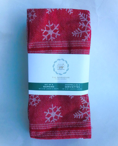 RACHEL ASHWELL Farmhouse 8pc Snowflake NAPKINS Red White Holiday | eBay