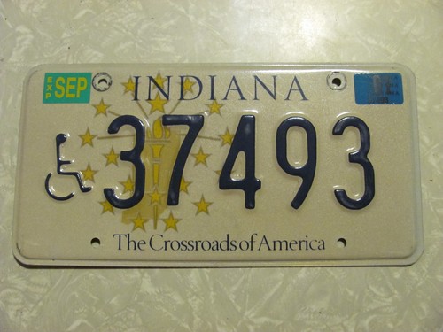 2000 INDIANA HANDICAP LICENSE PLATE original paint FREE SHIPPING 37493 ...