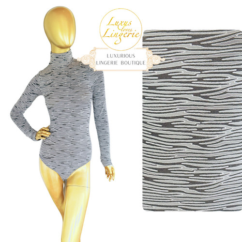 ZEBRA STRING BODY Di Wolford XS X Piccolo Grigio Chiaro Nero Collo Alto ...