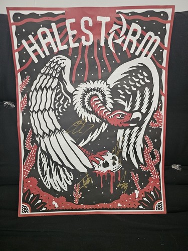 Halestorm Autographed Concert VIP Tour Poster Lzzy Hale Black Vulture ...