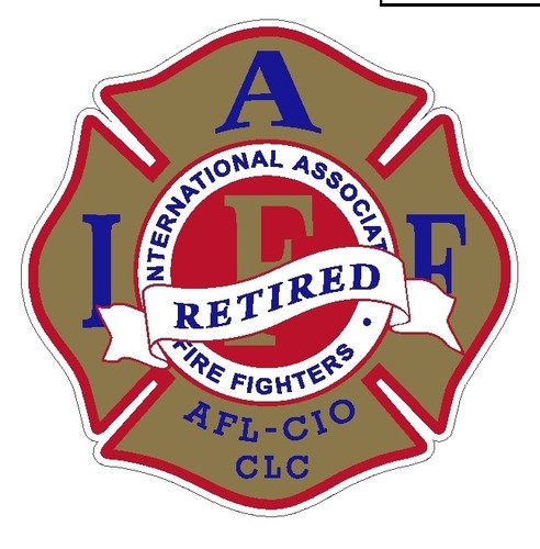 4" IAFF Decal Retired Gold with Red and Blue Trim Exterior PLEASE READ ...