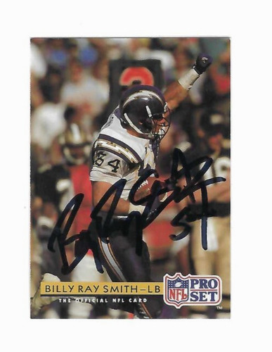BILLY RAY SMITH San Diego Chargers 1992 Pro Set SIGNED / AUTOGRAPH ...