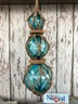 (5) 2" Glass Fishing Floats On Rope ~ Nautical Fish Net Decor ~ Green ...