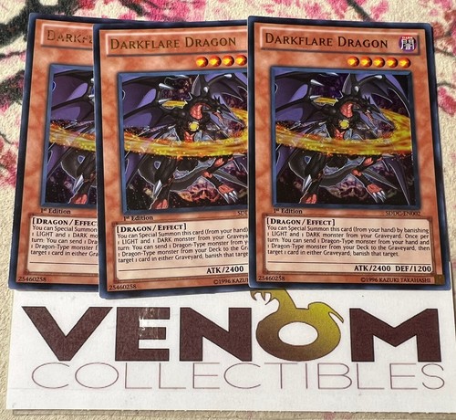 3x (M/NM) - Darkflare Dragon SDDC-EN002 - Ultra Rare - 1st Edition YuGiOh | eBay