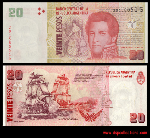 🌍 Argentina / Argentine - Billet 20 Pesos Juan Manuel, ND 2003 UNC - P ...